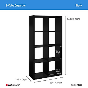 ClosetMaid 4587 Decorative Open Back 8-Cube Storage Organizer, Black, 4587