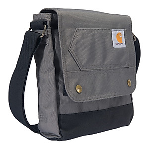 Carhartt, Durable, Adjustable Crossbody Bag with Flap Over Snap Closure,Gray