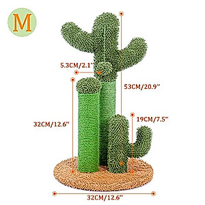 PAWZ Road Cat Tree 32 Inches Cactus Cat Tower Bundle with 23 Inches Cactus Cat Scratcher Featuring with 3 Scratching Poles