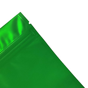 QQ Studio Pack of 100 Matte/Glossy Color Stand-Up Mylar Foil Resealable Zipper Pouches (5.5" x 7.8", Matte Green)