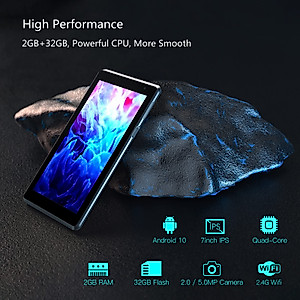 YQSAVIOR Tablet Android 11 Tablets 7 inch, 2GB RAM 32GB ROM Tablets Quad-Core Processor Computer Tablet for Kids, Dual Camera, WiFi, Bluetooth Tab PC Black