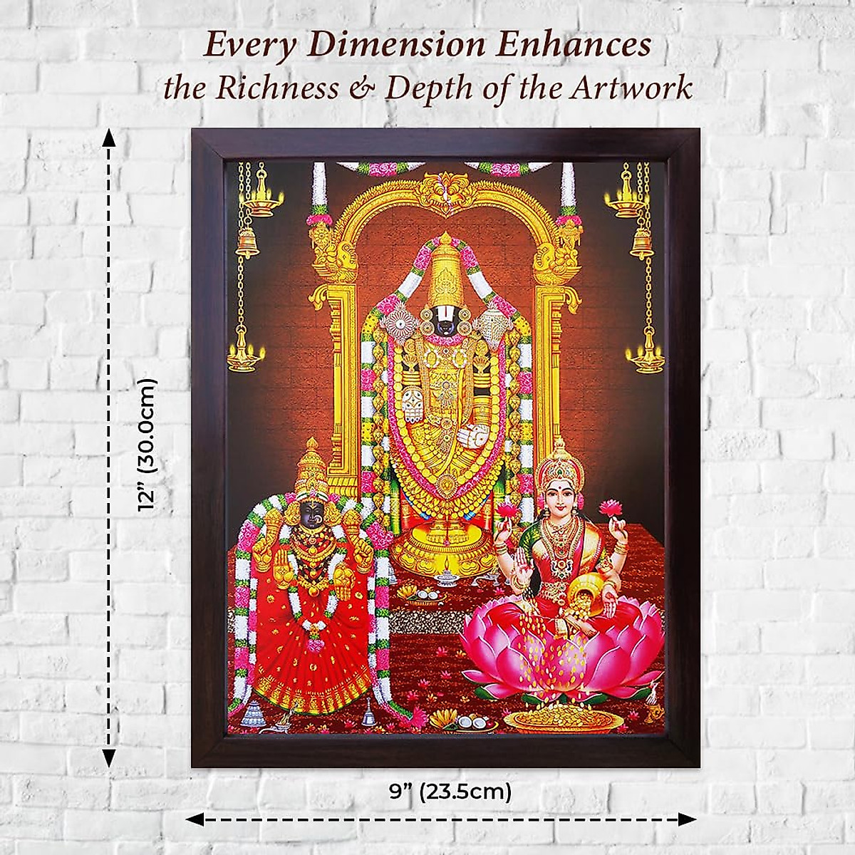Handicraft Store Lord Balaji/Tirupati Balaji/Venkateswara/Lakshmiji with Balaji and Goddess Lakshmi, A Religious Poster Painting for Wealth. Prosperity Home/Office for Good Luck