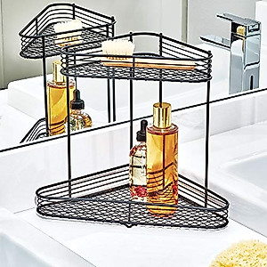iDesign Vienna Metal Wire Standing Vanity Caddy, 2-Tier Baskets for Countertops, Desks, Dressers, Bathroom, Set of 1, Corner Shelf