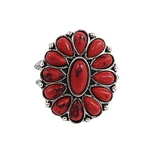 Skelapparel Bohemian Squash Blossom Howlite Stone Mini Ring (Red)