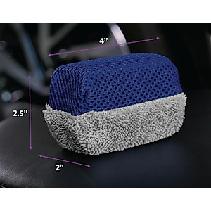 VIKING Tire Shine Applicator Sponges, Multi-Purpose Mesh and Microfiber Applicator Pad for Car Detailing, Blue and Grey, 2 Pack