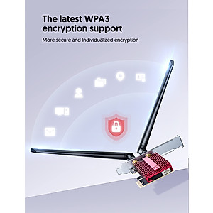 WiFi 6 PCIe WiFi Card for PC， AX3000 Dual Band Wireless Adapter with Heat Sink , Bluetooth 5.1, MU-MIMO, Ultra-Low Latency, Supports Windows 10 (64 bit) Only