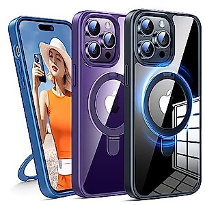 VICSEED for iPhone 14 Pro Max Case with Magsafe and Stand - 3 in 1 Clear [Non-Yellowing] [Permanent Magnetic] [Slim Yet Shockproof] for iPhone 14 Pro Max Phone Case for Men Women, Black