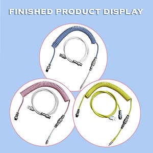 EPOMAKER AJAZZ Detachable Coiled Keyboard Cable Type C to USB-A with Aviation Connector for Mechanical Gaming Keyboard(Blue)