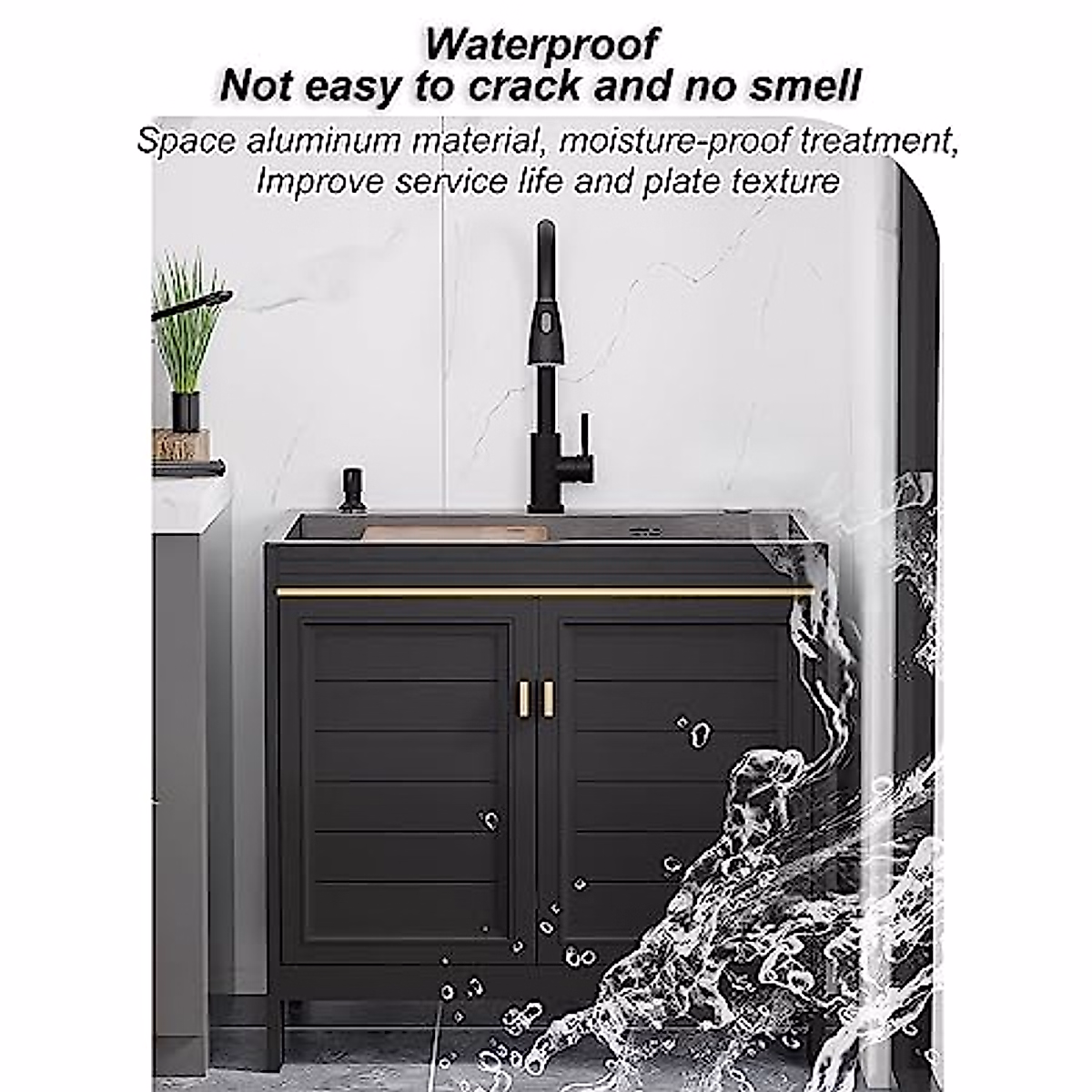Wrobelax Commercial Restaurant Stainless Steel Pre & Utility Sink Single Bowl Kitchen Sink with Faucets - Laundry Room Sink with Cabinet, for Bathroom Farmhouse(Size:75x45x80cm)
