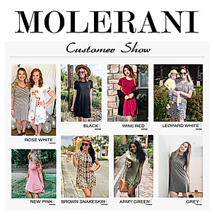 MOLERANI Women's Short Sleeve Shirt Casual Loose Swing Dress, Black, Medium