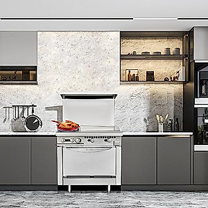 WMAOT 36" Commercial Range with 2 Burner 4.8 Cu.Ft Electric Oven 24" Griddle 35000 BTU Manual Natural Gas Range for Commercial Kitchen Restuarant Bar