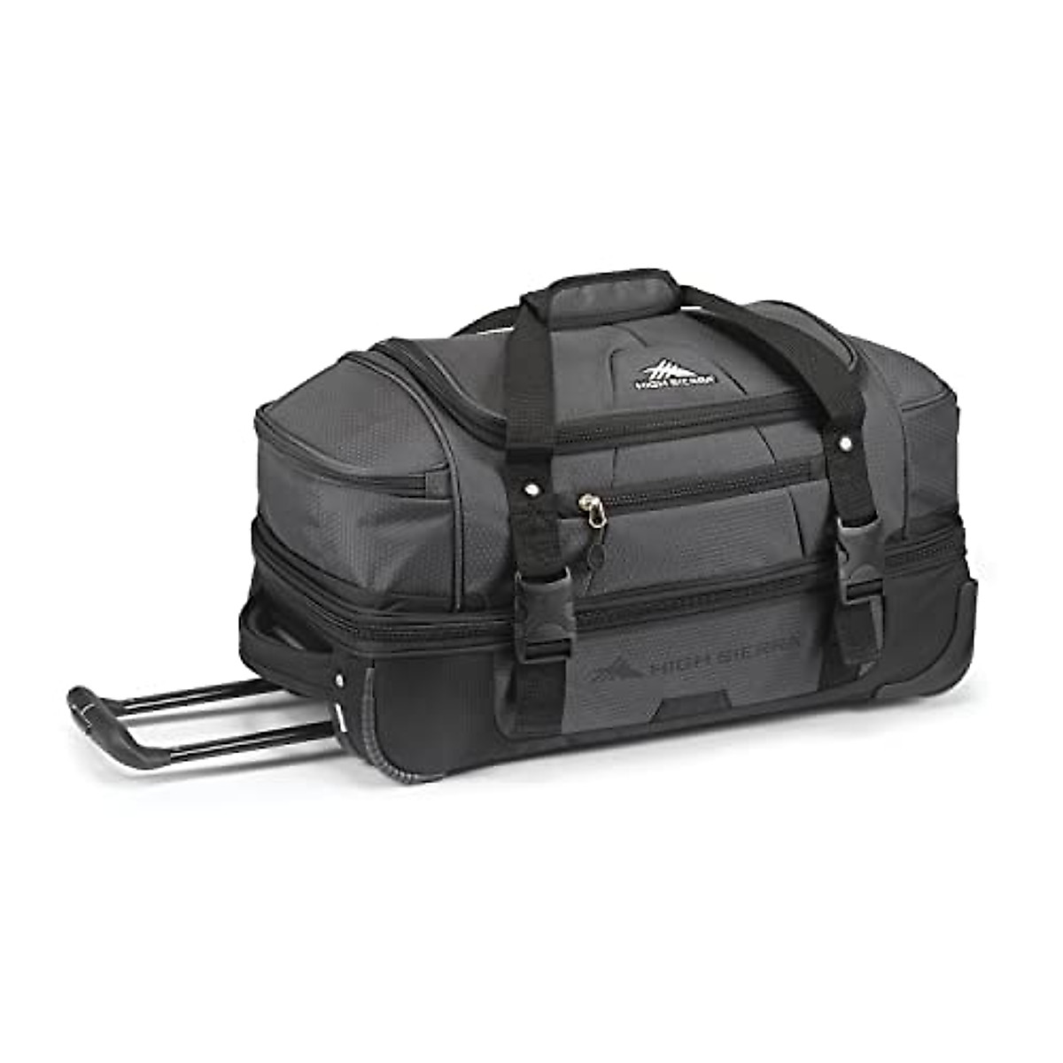 High Sierra Fairlead Portable 22 Inch Polyester Drop Bottom Wheeled Rolling Duffel Travel Bag with Recessed Telescoping Handle, Mercury