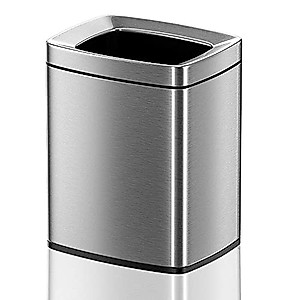 keling Square Trash can, Bathroom Trash can, Kitchen, Office, Household Trash can, Double Layer. (10L Silver, 9.8in Long 7.9in Wide 14in Tall)