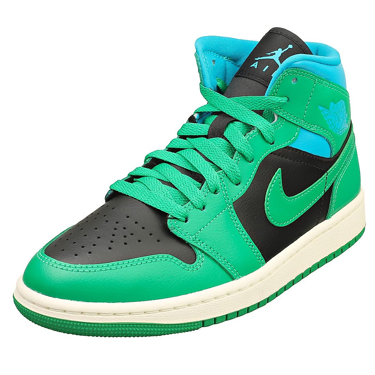 Nike Air Jordan 1 Mid Womens Black/Lucky Green-Aquatone Size 9