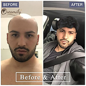 Creamily Mens Wig Short Hair, Mens Hair Replacement Wigs Realistic Mens's Black Wig for Men Synthetic Hair Full Wig for Male Guy Christmas Daily Wear