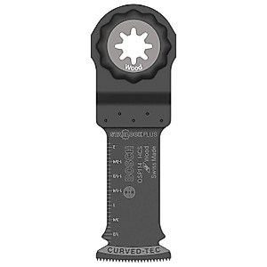 BOSCH OSP114 1-Piece 1-1/4 In. StarlockPlus Oscillating Multi Tool Wood Curved-Tec High-Carbon Steel Plunge Cut Blade for Heavy-Duty General-Purpose Applications in Wood