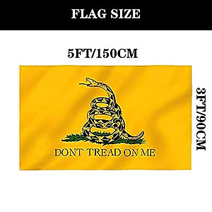 Hypoth Embroidery Double Sided Gadsden Flag 3x5 Outdoor- 340D Heavy Duty Nylon Dont Tread On Me Flags Banner- Libertarian Flag Canvas Header with Powerful Snake