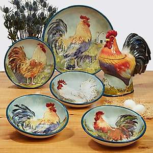 Certified International Rooster Meadow Square Platter, 12.5" x 12.5" x 1.25"
