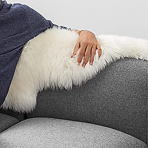 Real Sheepskin Area Rug - Single Pelt Sheep Skin Fur 2x3 Rug (Ivory White)