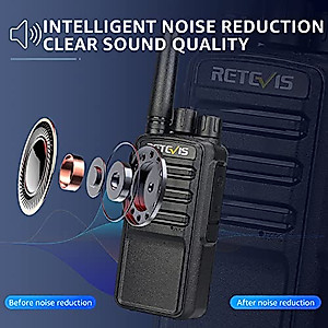Retevis NR10 AI Noise Cancelling Two Way Radios,Heavy Duty 2 Way Radio with Shoulder Mic,16CH 1200mAh, USB Charging Base, Compact Walkie Talkies for Gift Factory Manufacturing Workshops(4 Pack)