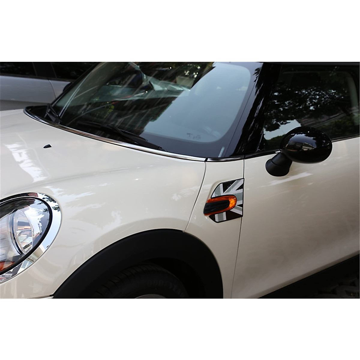 Vinyl Sticker Decal Cover Compatible with Mini Cooper F55 Hardtop F56 Hatchback 2014+ (Side Scuttle Lamp Light Pattern Fender Panel, Union Jack UK B)