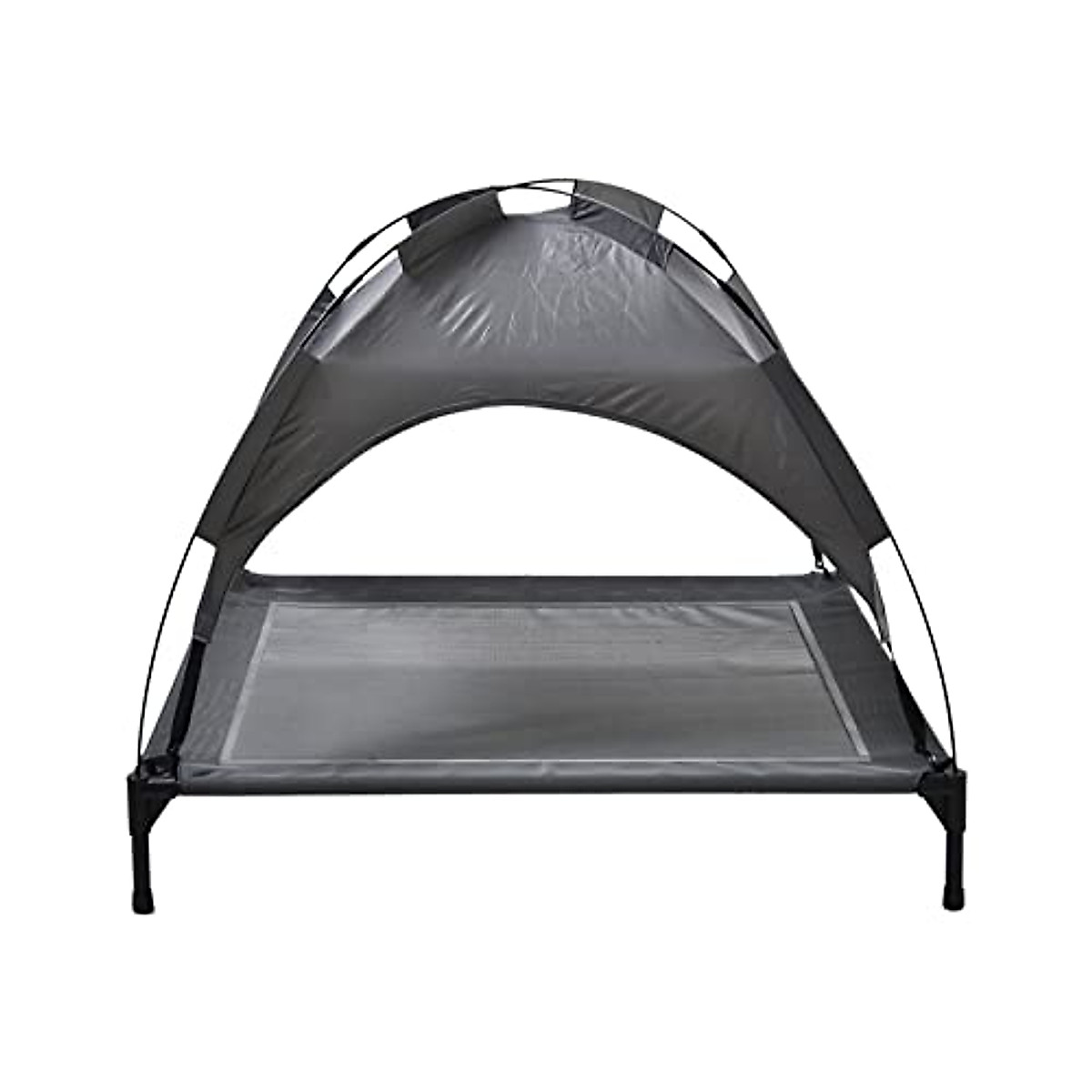 Go Gear Outdoor Elevated Pet Bed Mat for Cats & Dogs with UV & Water Resistant Canopy Gray, Medium