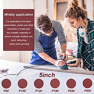 Sanding Belts Disc Grit Aluminum Oxide, 24 Pieces 1 x 30 Inch Abrasive Sanding Belt (60/80/120/150/240/400 Grits) and 24 Pieces 5 Inch Self Stick No-hole Sanding Disc (80/100/ 120/180/ 240/400 Grit