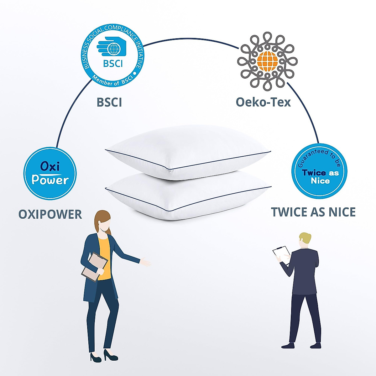 puredown® White Goose Feather and Down Pillows, 2 Pack Luxury Bed Pillows for Sleeping with 100% Cotton Cover, King Size