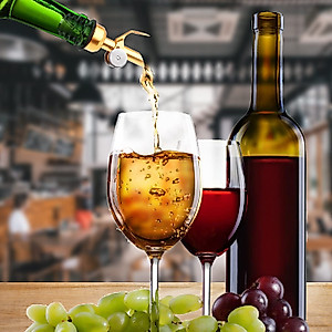 AIEX 4pcs Liquor Bottle Pourers, Stainless Steel Pourers Dispenser Spout Cover with Cap for Liquor Oil Balsamic Vinegar Bottles (Gold)