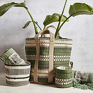 Santa Barbara Design Studio Pure Jute Basket Bag, 6 x 6-Inch, Ivory/Black