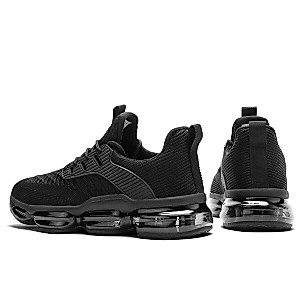 Socviis Mens Slip on Trail Runners Air Cushion Fashion Shoes Casual Tennis Walking Athletic Sneakers Basketball Trainers Zapatillas Black