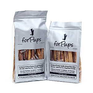 forPups Standard Thickness Bully Sticks (6 Inch - 25 Pack) - All Natural, Grass-Fed, Non-GMO (6") 100% Beef Pizzle Dog Chews, Fully Digestible, Best Dental Treats
