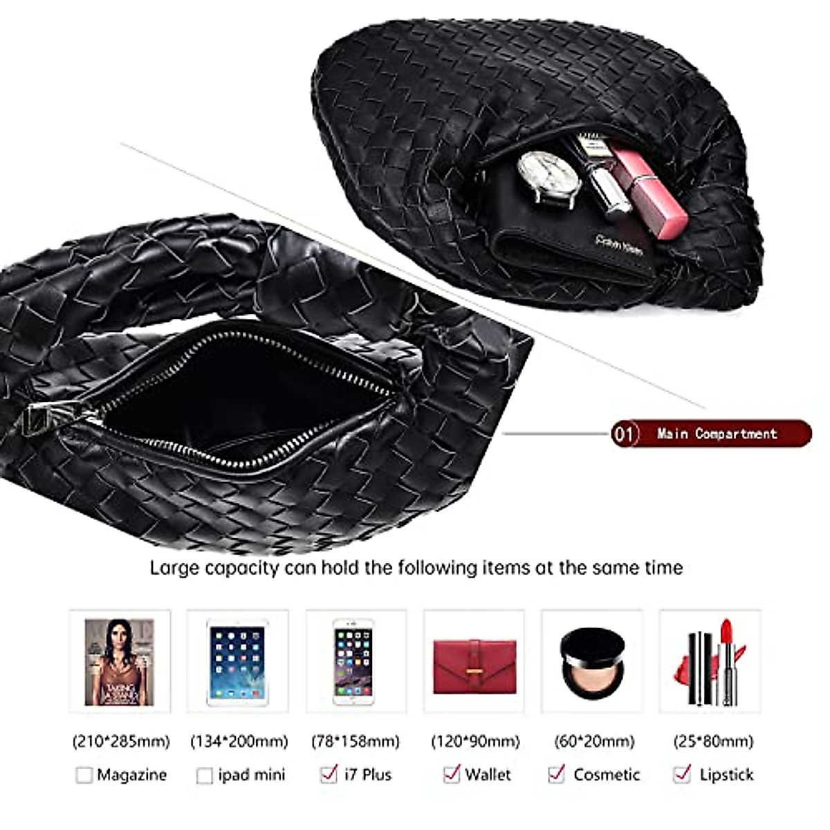 Woven Handbag for Women Soft PU Leather Knoted Woven Shoulder Bag Fashion Designer Ladies Hobo Bag (Green)