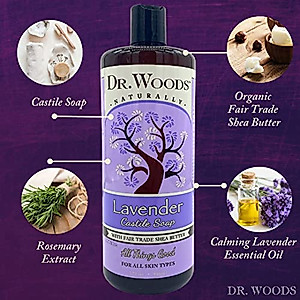 Dr. Woods Peppermint & Lavender Castile Soap, Body Wash with Organic Shea Butter Variety 2 Pack