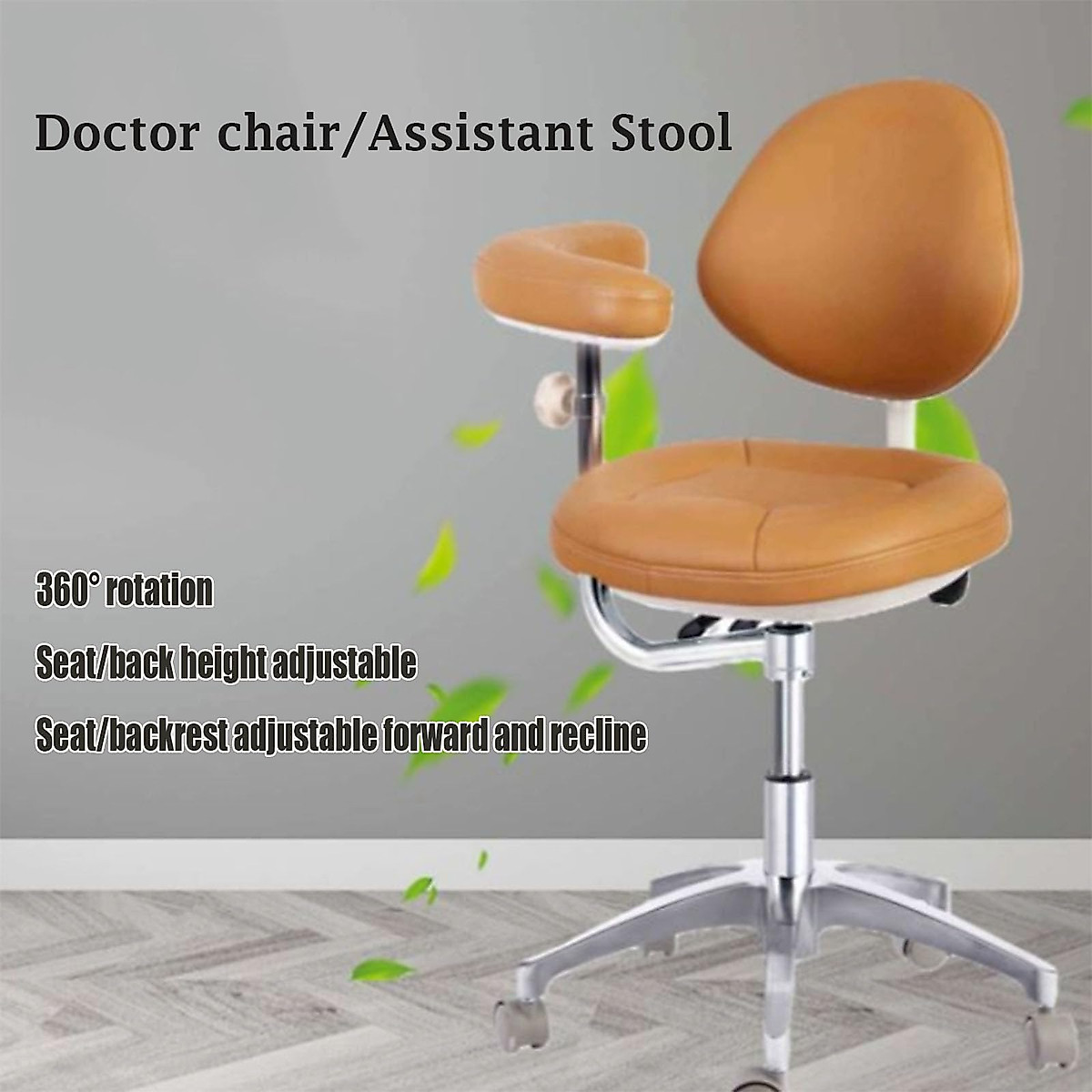 SFKLYU Adjustable Dental Chair, Dental Stool Doctor Chair Microfiber Leather Dental Assistant Stool for Dental Clinics, Offices, Labs,B,48~64CM