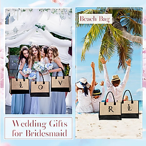 AUNOOL Grandma Birthday Gifts for Women - Initial Tote Bag with Inner Pocket and Shoulder Strap, Thank You Gifts Nana Gifts Grandmother Gift Ideas, Burlap Jute Bag for Shopping Picnic Travel Letter G