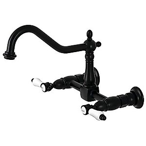 Kingston Brass KS1240BPL Bel-Air Bridge Kitchen Faucet, Matte Black