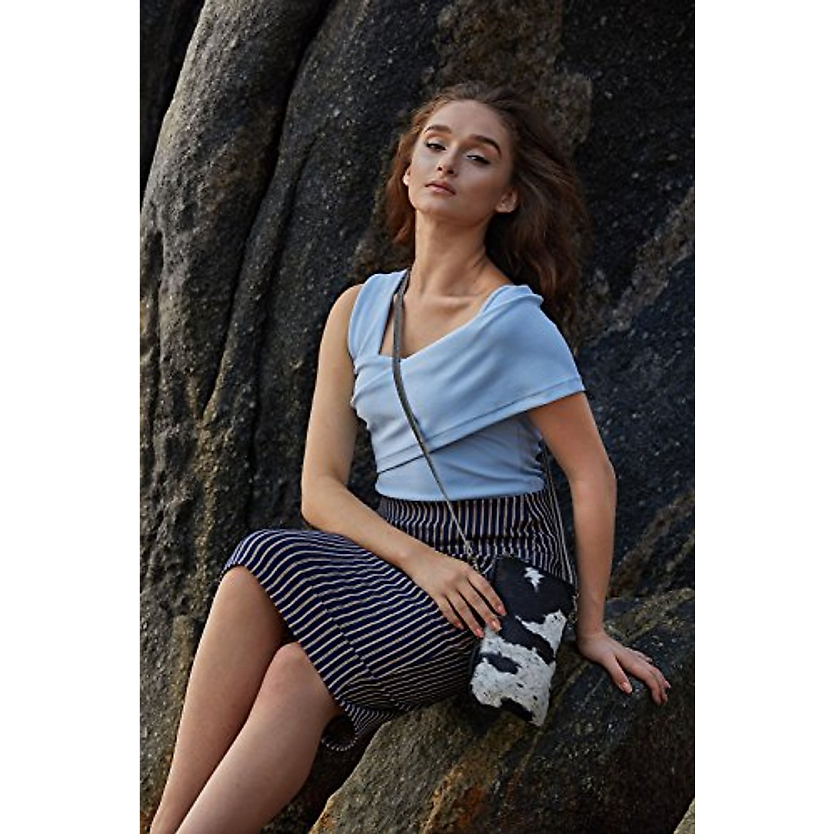 Myra Bag White & Black Cowhide Crossbody Bag S-1174