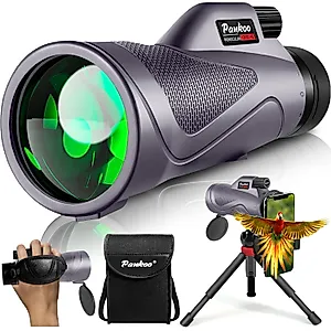 12x60 Purple Monocular Telescope High Powered with Smartphone Adapter Tripod and Portable Bag, Larger Vision Monoculars for Adults with BAK4 Prism & FMC Lens, Suitable for Bird Watching Hiking Travel