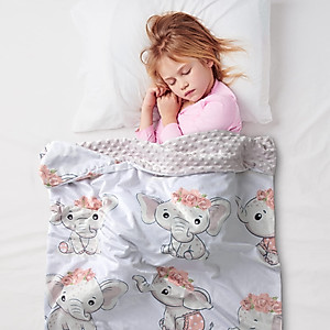 Lil Snuggers Soft Plush Hooded Baby Blankets for Boys and Girls with Double Layer Dotted Backing- Minky Unisex Hooded Toddler Blanket for Nursery,Stroller,Crib- 31”x40.5” (Pink Elephant)