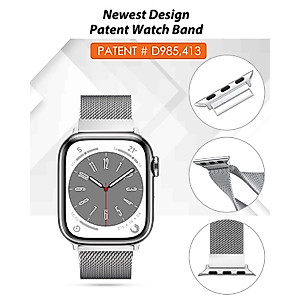Patented Milanese Loop Compatible with Apple Watch Band 46mm 38mm 40mm 41mm 42mm 44mm 45mm 49mm for Women Men, Magnetic Bands Compatible with iWatch Series 10 9 8 7 6 5 4 3 SE Ultra 2 1