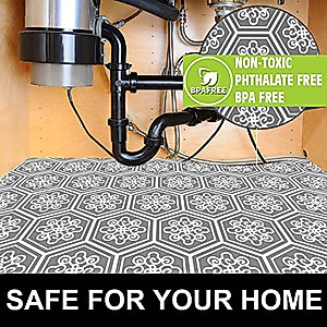 SFSGQZTZ Under The Sink Mat, 24 X 36 in, Durable & Waterproof Premium Mats to Protect Kitchen & Bathroom Cabinets, Absorbent & Easy to Clean Shelf Liner, Grey