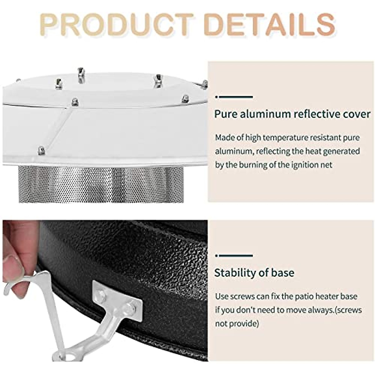 SUNCROWN 48,000 BTU Patio Propane Heater Outdoor Tall Standing Heater with Wheels, Stainless Steel(Black)