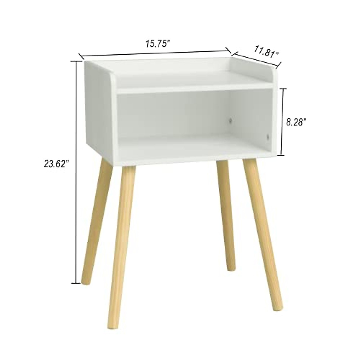 MaxSmeo White Nightstand, Small Bed Side Table for Small Spaces,Mid Century Modern Nightstand End Table with Storage and Solid Wood Legs for Bedroom Living Room(White)
