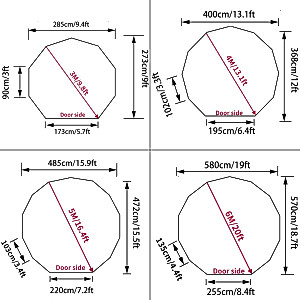 DANCHEL OUTDOOR Waterproof Bell Tent Footprint Round Tarp Camping Accessories, 6m/20ft Large Ground Sheet Black Tarp Canvas Yurt Tent Protector Floor