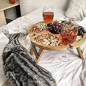 DOUBAO Glass Holder Round Foldable Desk Wine Glass Rack Collapsible Camping Table for Party