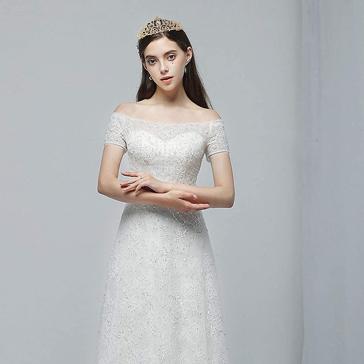 Didder Queen Crown for Womens Gold Princess Elegant Crystal Tiara with Clear Rhinestone Women's Headbands for Halloween Birthday Girls Prom Halloween Bridal Party