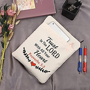 HOLLP Bible Verse Gift Religious Faith Book Cover Trust in The Lord with All Your Heart Proverbs 3:5 Waterproof Zipper Pouch Christmas Birthday Book Sleeve (Proverbs 3:5)