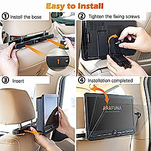 10.5" Dual Screen Portable DVD Player for Car, Arafuna 5-Hour Rechargeable Car DVD Player with Full HD Digital Signal Transmission, Headrest DVD Player Support USB/SD, Regions Free(1 Player+1 Monitor)