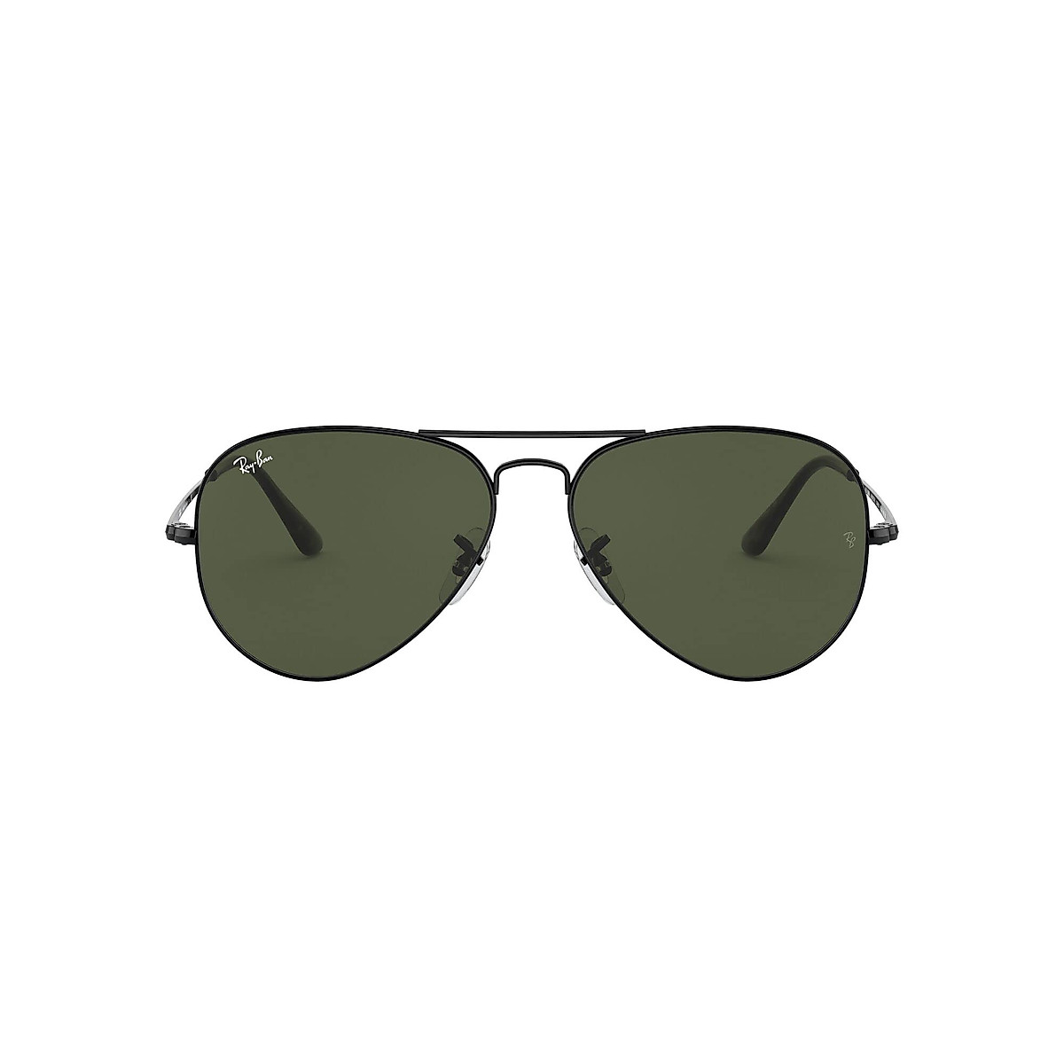 Ray-Ban RB3689 Aviator Metal II Sunglasses, Black/G-15 Green, 55 mm
